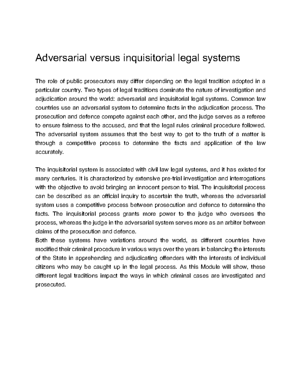 Adversarial versus inquisitorial legal systems - Two types of legal ...