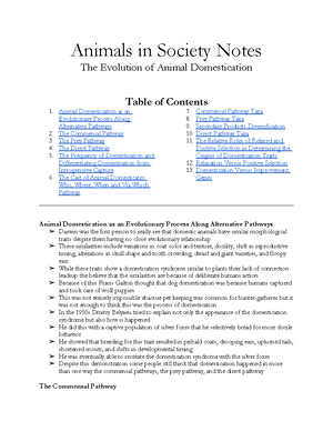 Animals in Society Lecture Notes - Unit 2 - Animals in Society Lecture ...