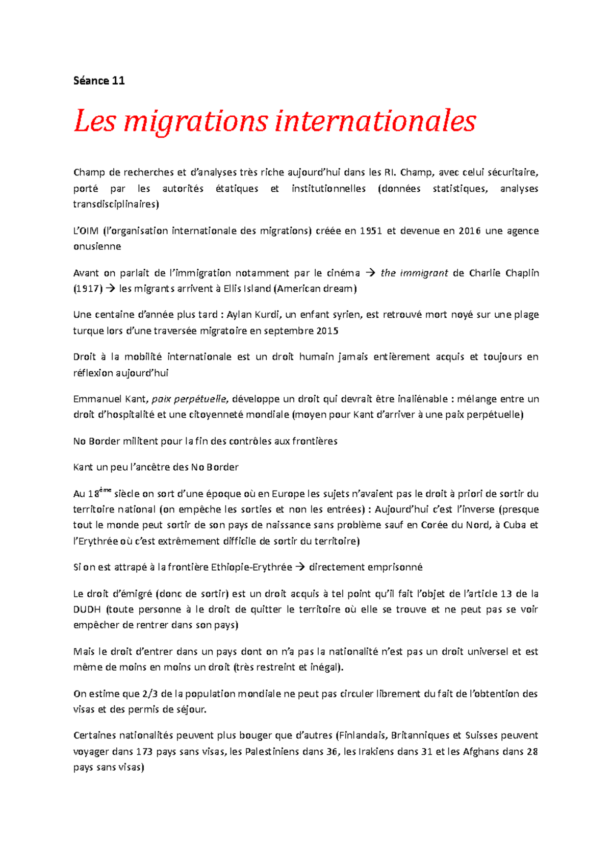 Séance 11 - les migrations internationales - Séance 11 Les migrations ...