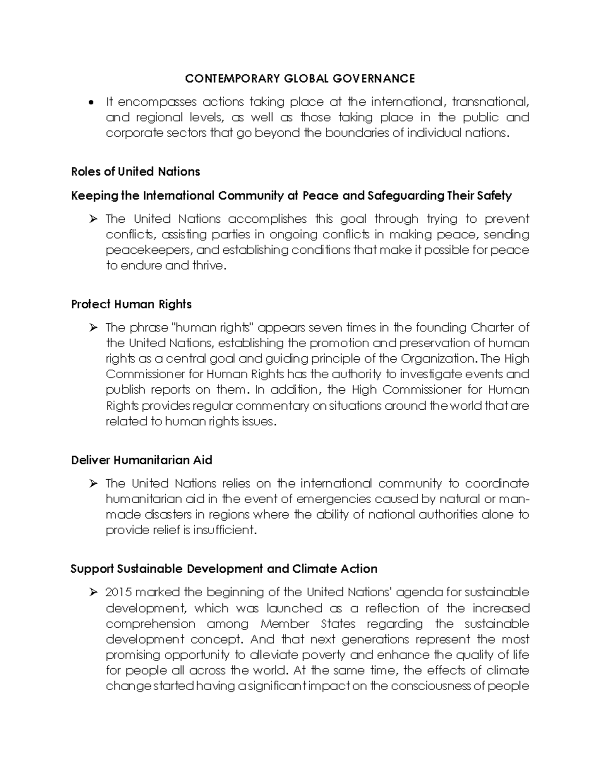 Contemporary Global Governance - CONTEMPORARY GLOBAL GOVERNANCE It ...