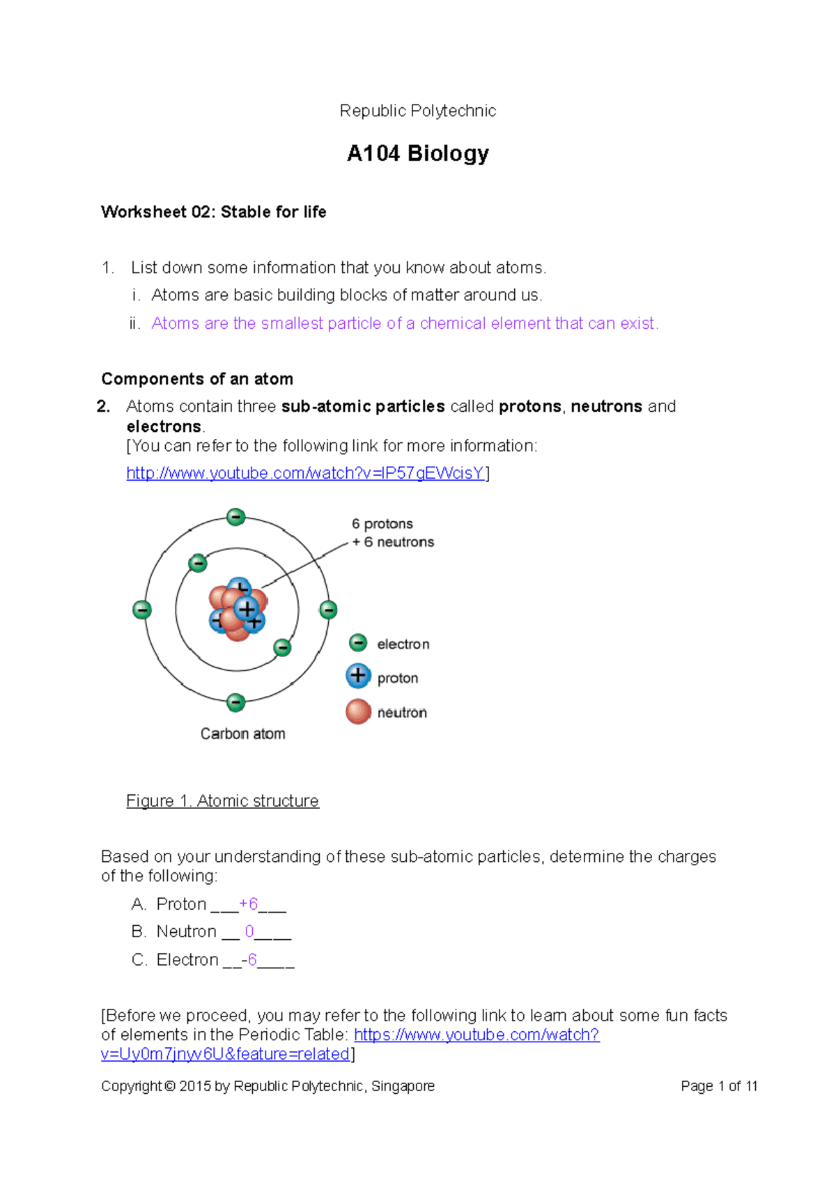 AY 2015 Sem 1 A104 P02 WS TEAM 4 - Republic Polytechnic A104 Biology ...