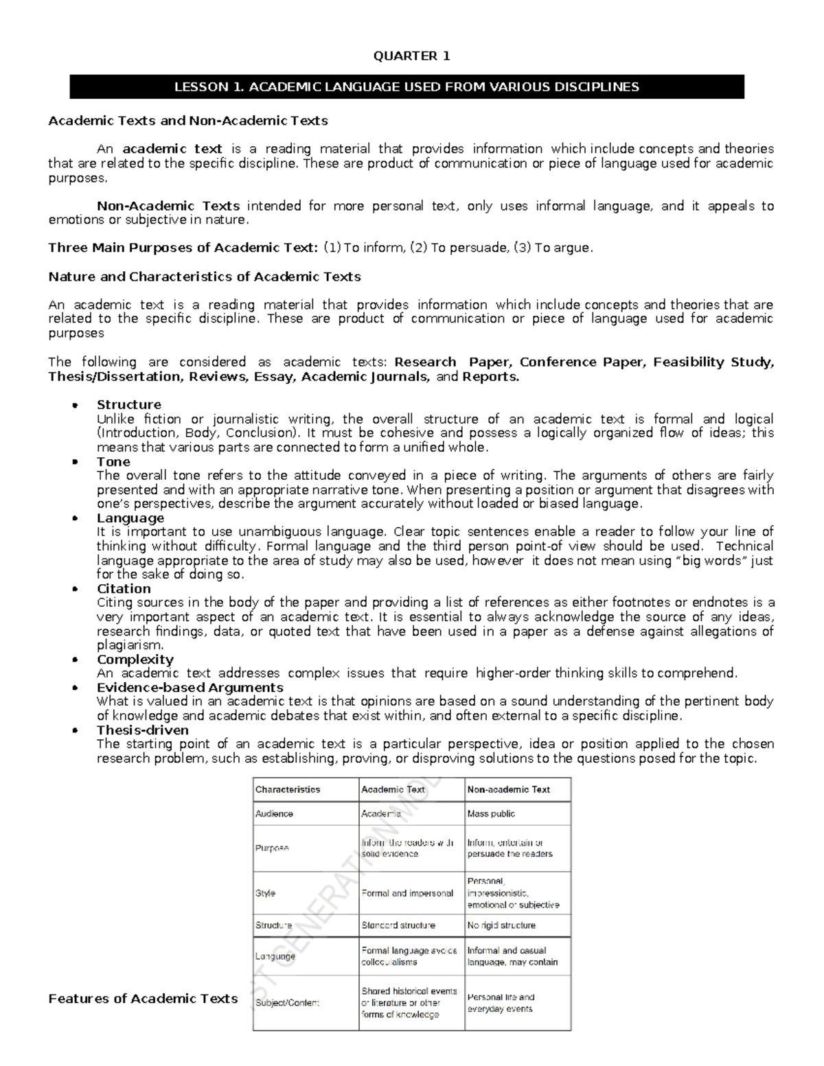 EAPP-Lesson 1-Module - This quarter 1 module intended to English for Academics Professional ...