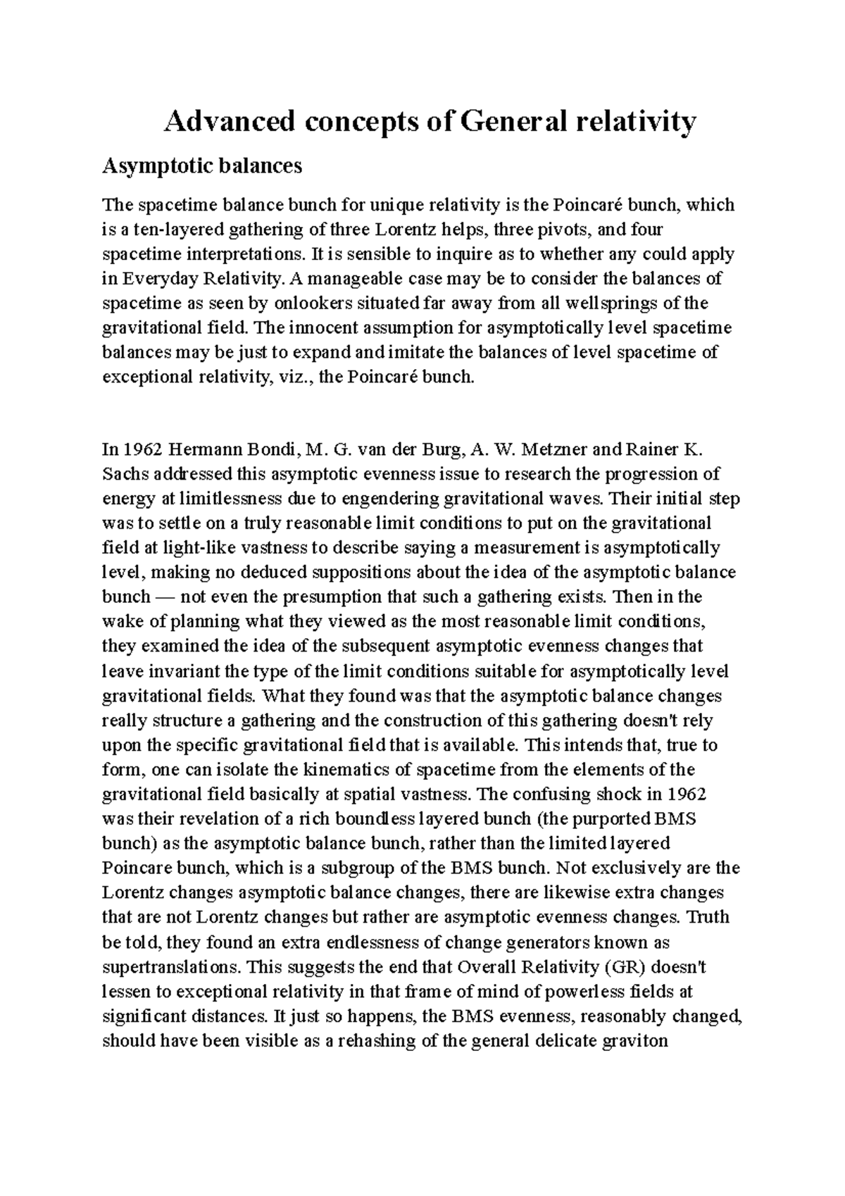 Advanced concepts of General relativity - Advanced concepts of General ...