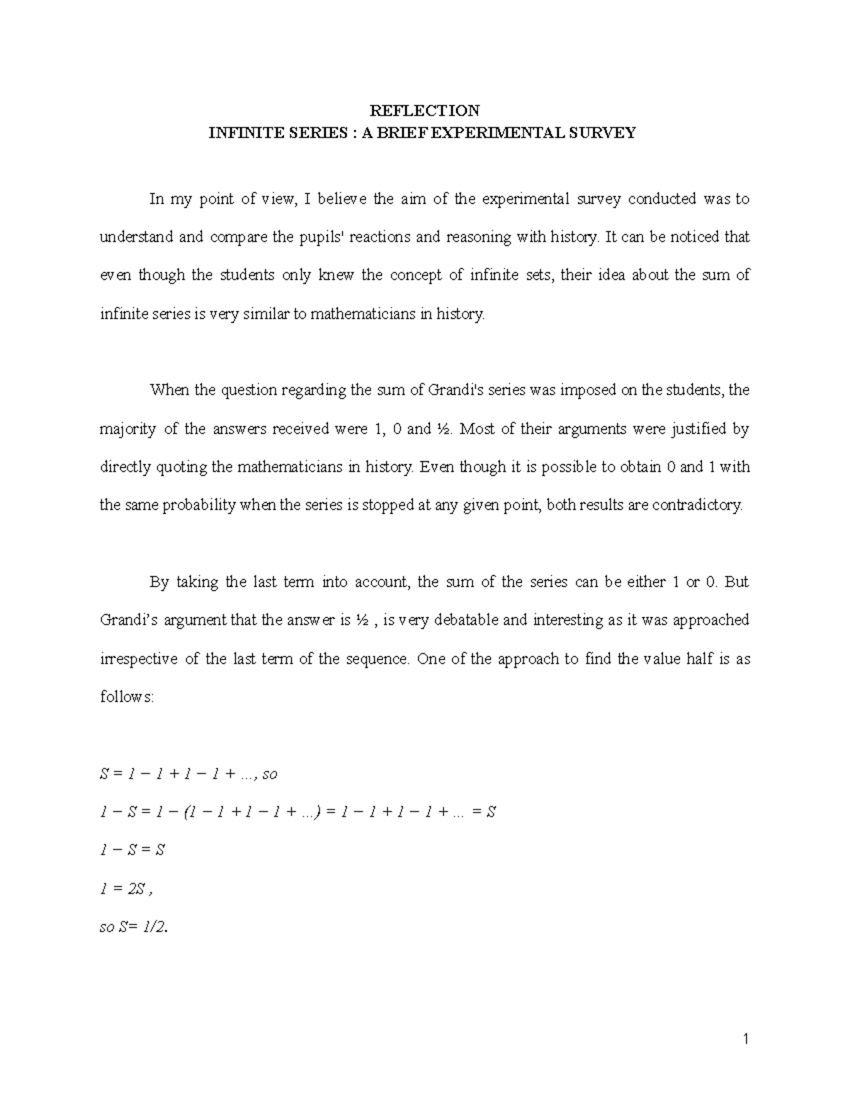 Reflection Infinite Series - REFLECTION INFINITE SERIES : A BRIEF ...