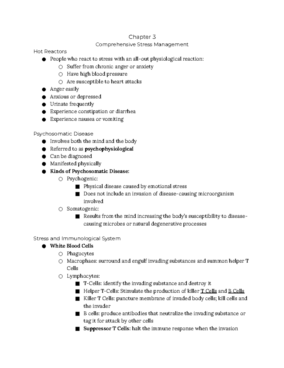 Ch. 3 Comprehensive Stress Management - Chapter 3 Comprehensive Stress ...