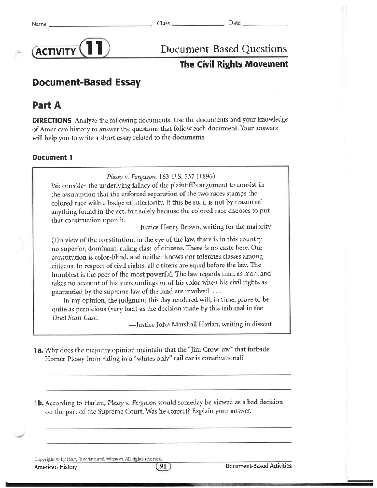 Civil rights movement the court and approaches - Studocu