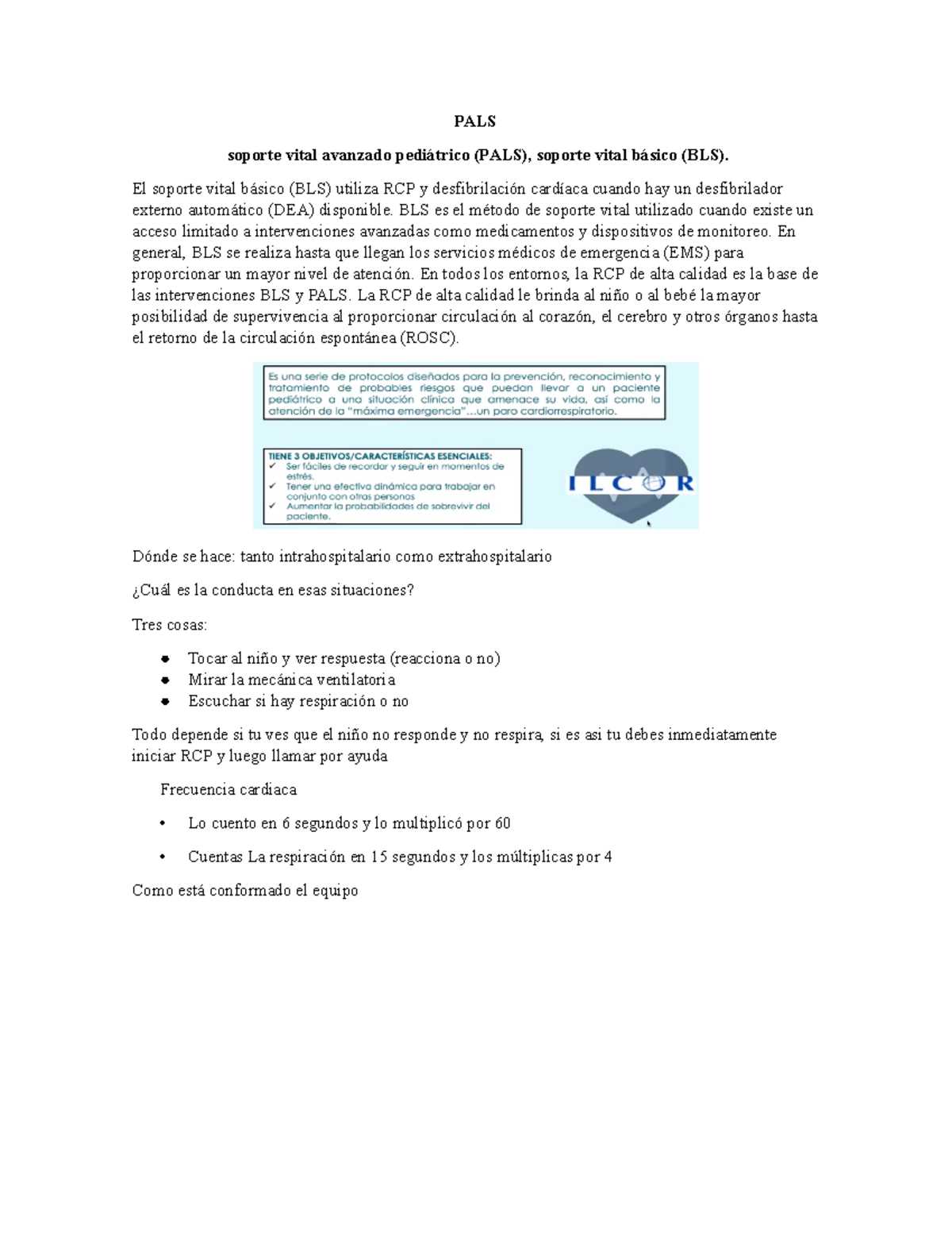 PALS resumen - PALS Y SOPORTE VITAL BASICO EN PEDIATRIA - PALS soporte ...