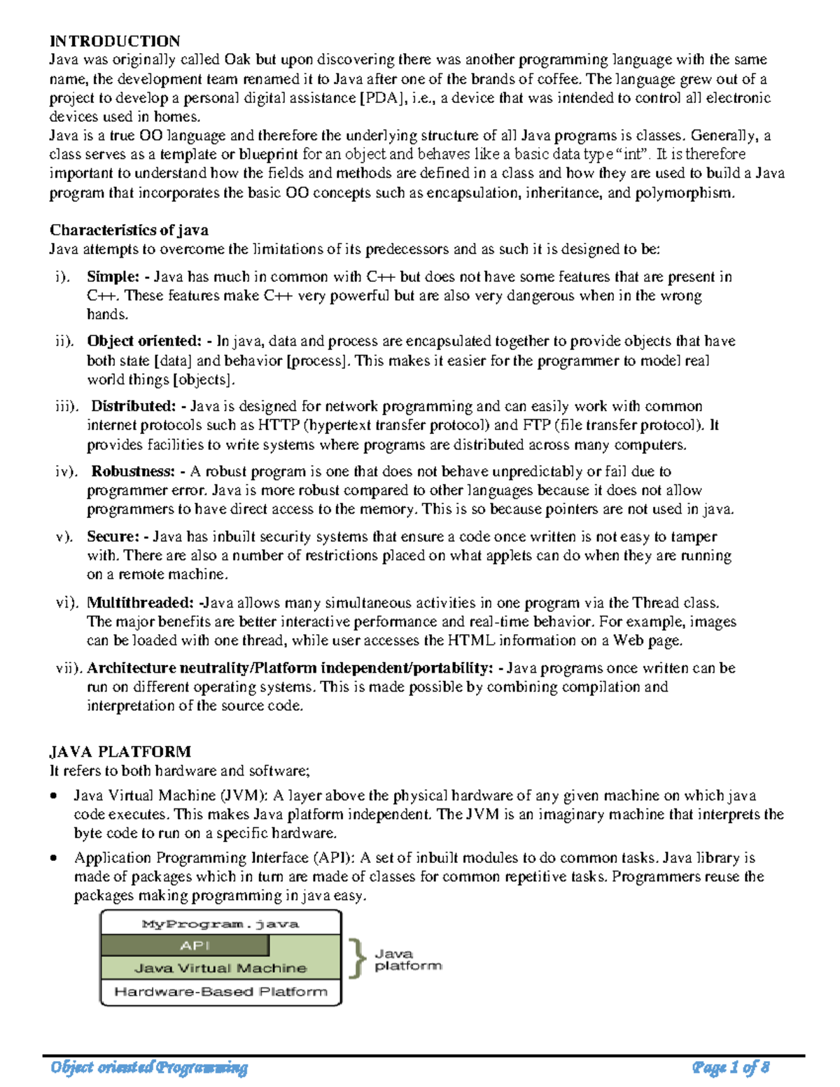 1 Introduction to Java-1 - INTRODUCTION Java was originally called Oak ...