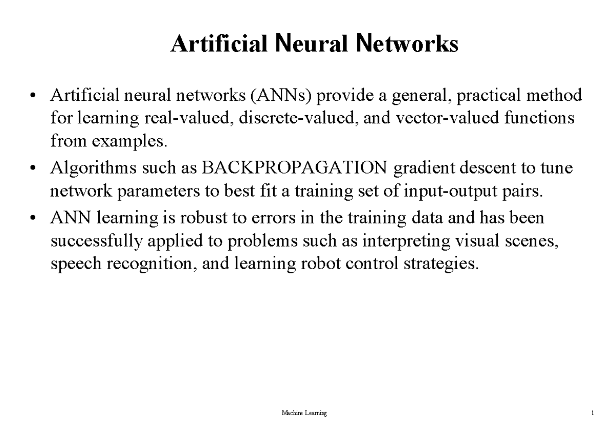Neural Network Intro Mlp Artificial Neural Networks • Artificial Neural Networks Anns