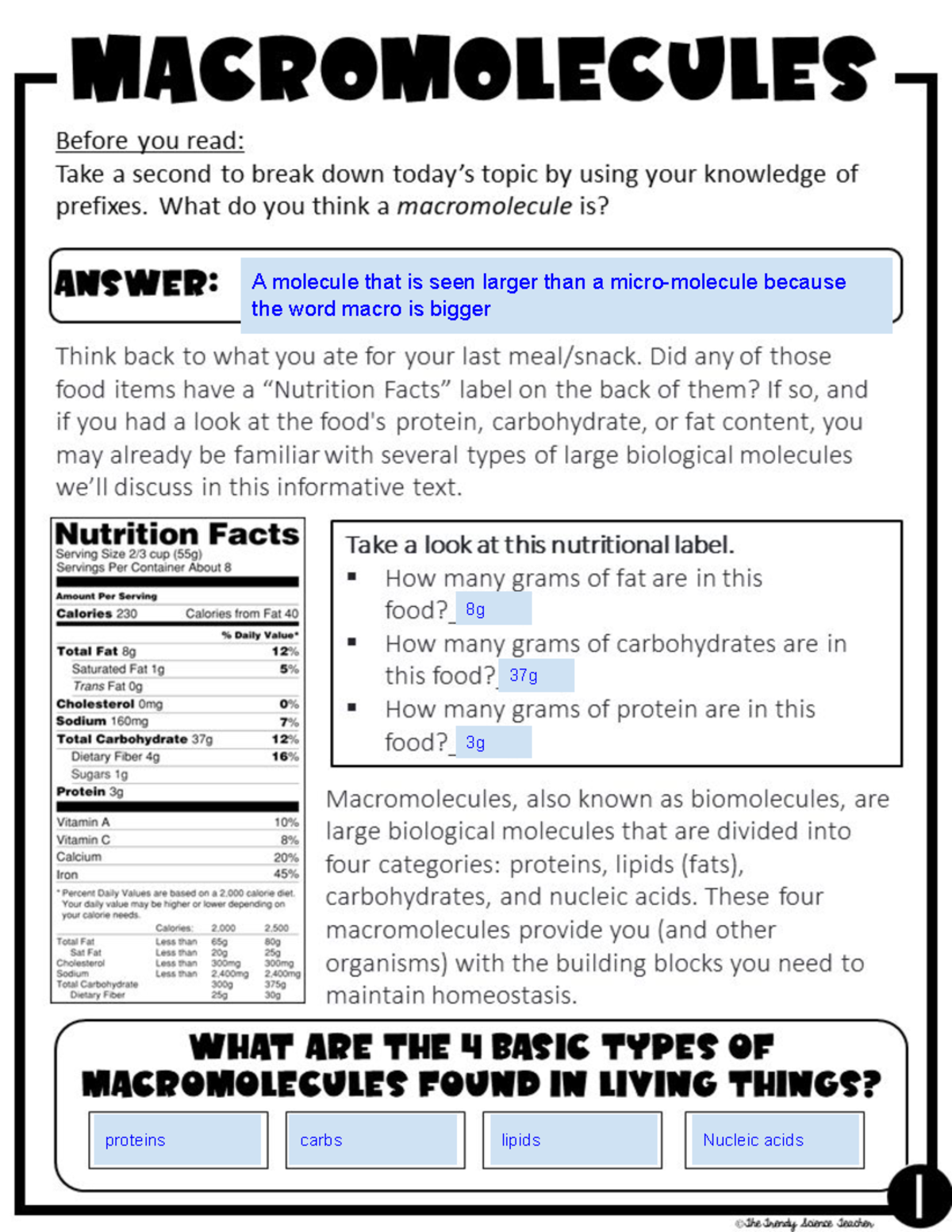 Macromolecules Close Reading Assignment Kahmaria Turner A Molecule That Is Seen Larger Than A