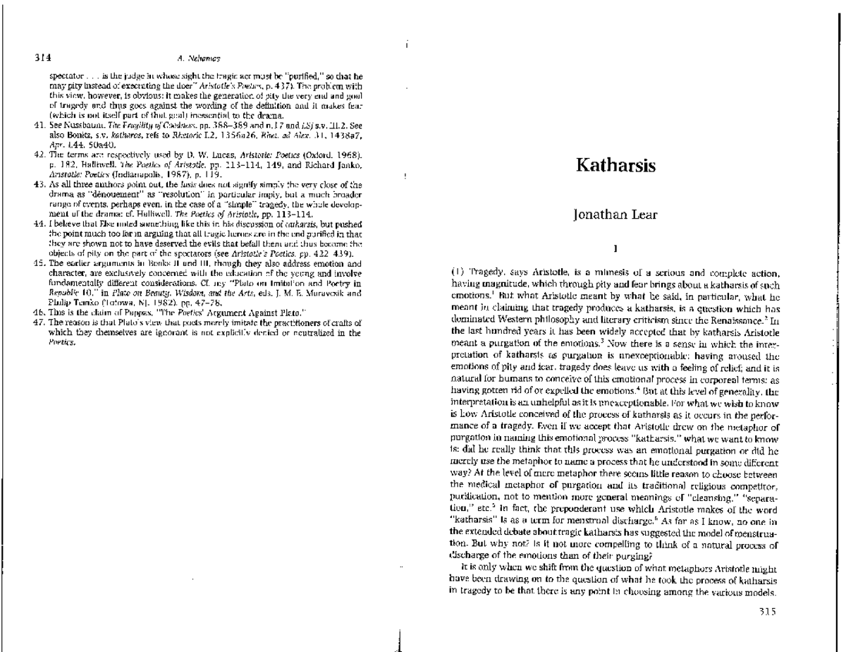 Katharsis - English grammar and literature - Studocu