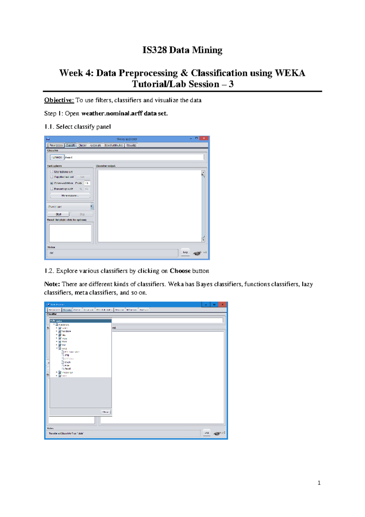 IS328 Data Mining-Tutorial Lab Session 3 Solution - IS328 Data Mining Week 4: Data Preprocessing ...