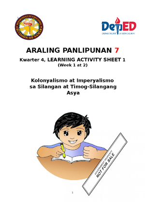 Final AP7 Q4 LAS 2 Nasyonalismo sa Silangan - A A ARALING PANLIPUNAN 7 ...