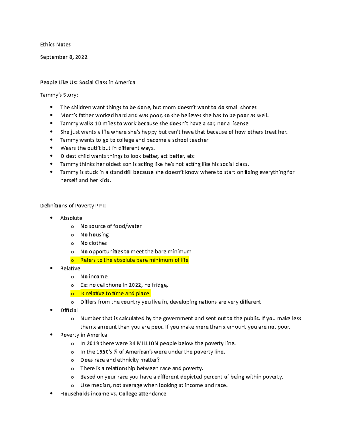 Ethics Notes Sept 8th 2022 - Ethics Notes September 8, 2022 People Like ...