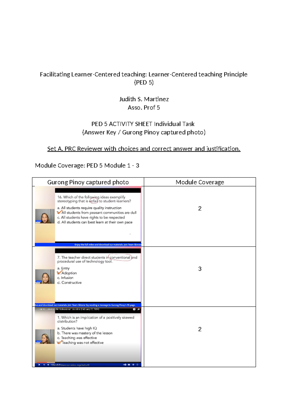 PED 5 Gurong Pinoy - reviewer - BS Education - Facilitating Learner ...