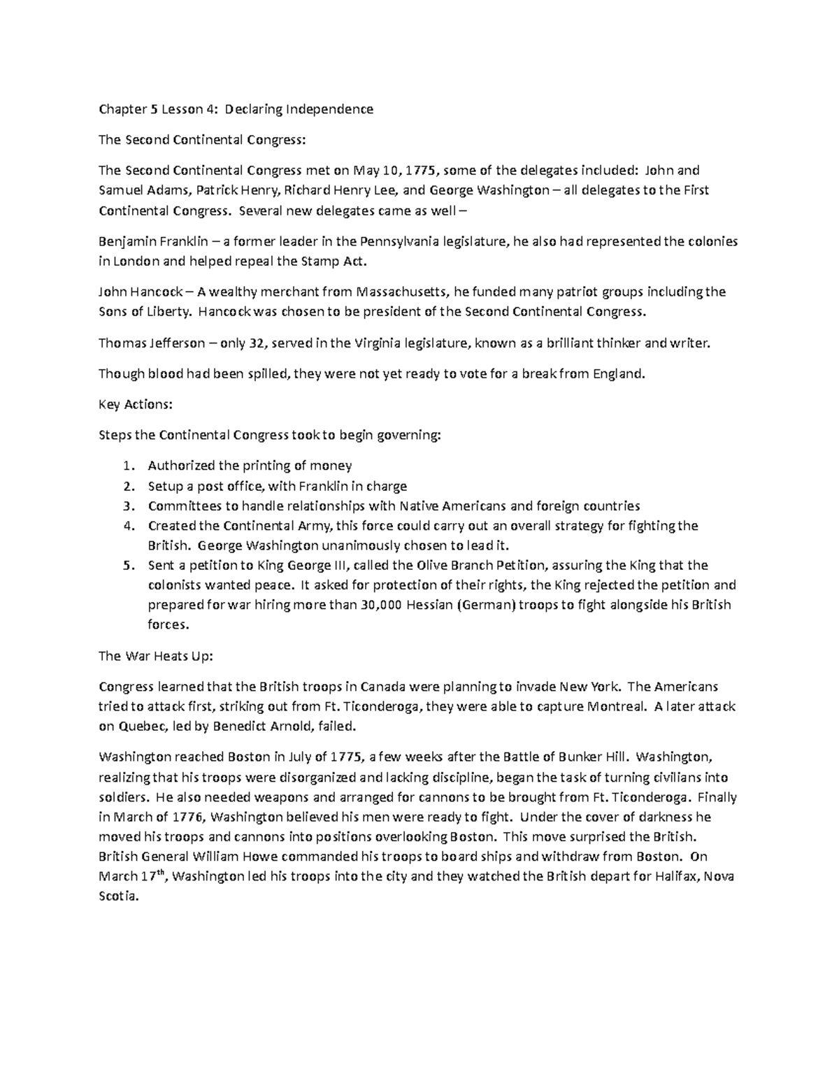 Chapter 5 Part 4 - Chapter 5 Lesson 4: Declaring Independence The ...