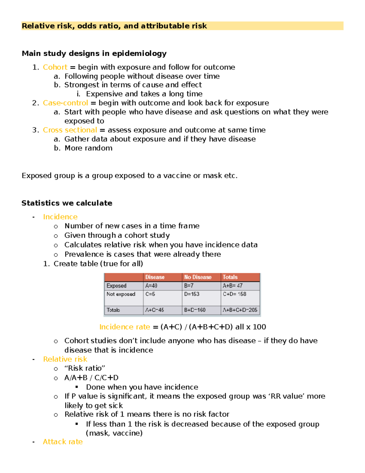 13. Relative risk, odds ratio, attributable risk - Relative risk, odds ...