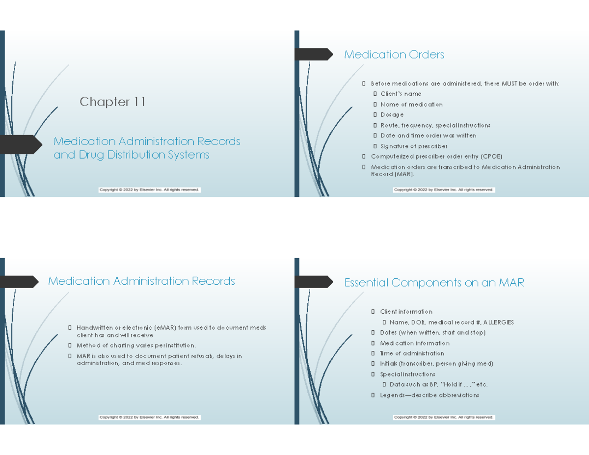 Chapter 11 Powerpoint notes - Medication Administration Records and ...