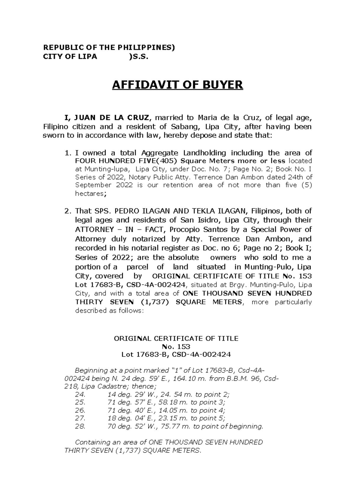 Affidavit-of-Buyer - fffffffffffffffffffffffffffff - REPUBLIC OF THE ...