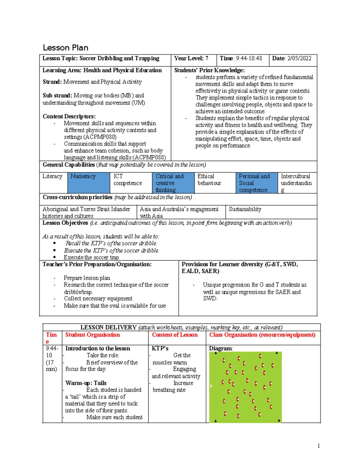 Soccer Dribbling and Trapping Year 7 - They implement simple tactics in ...