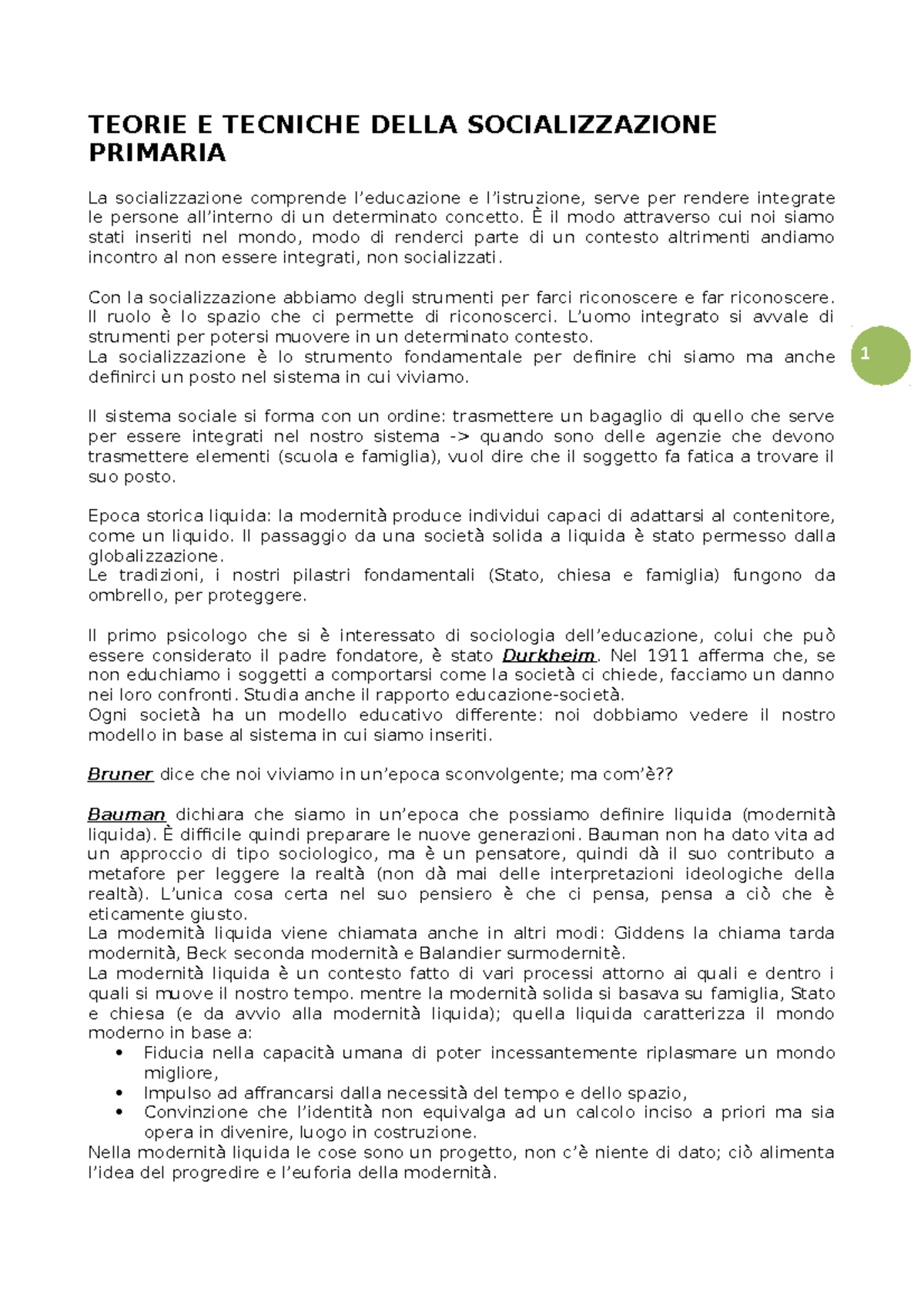 Teorie E Tecniche Della Socializzazione Primaria - TEORIE E TECNICHE ...