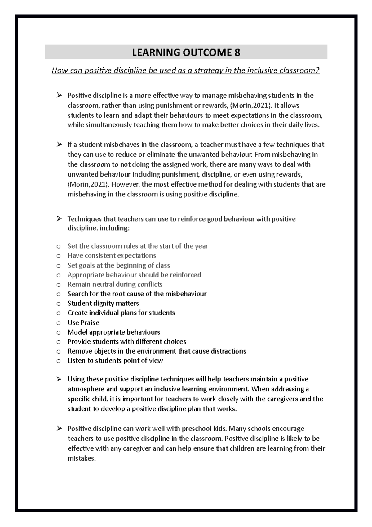 Ice task 4 - ICE TASK 4 - LEARNING OUTCOME 8 How can positive ...