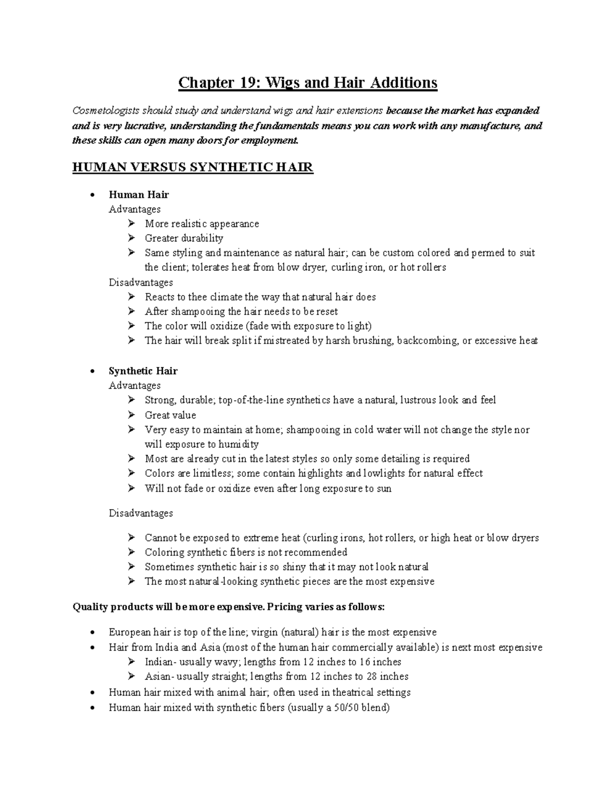 Cos- Chapter 19 Wigs and Hair Additions - - Studocu