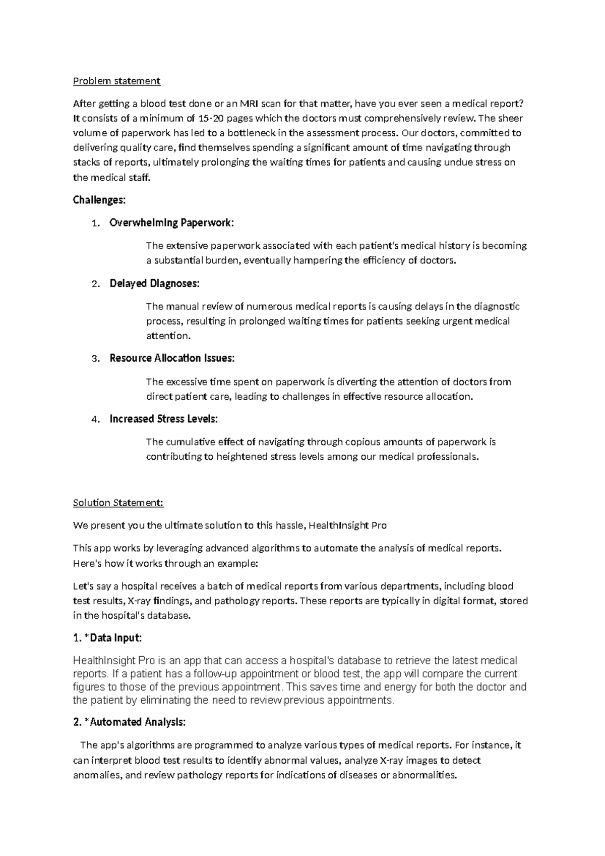 Problem statement - Summary English - I - Problem statement After ...