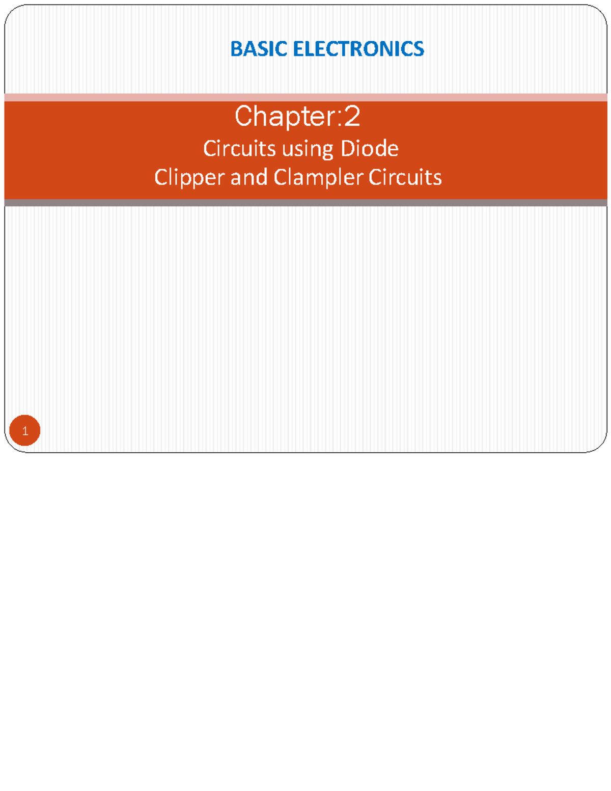Basic electrical engineering - 1 Chapter: Circuits using Diode Clipper ...