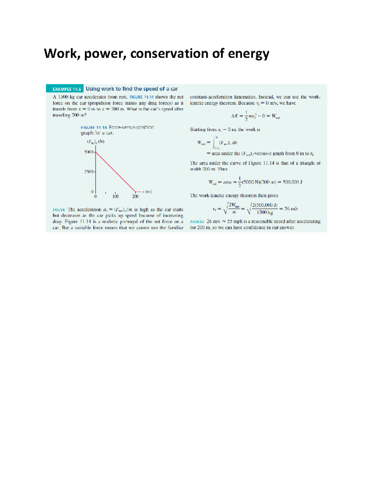 Example Problems - Mechanics 2020 - physics - Work, power, conservation ...