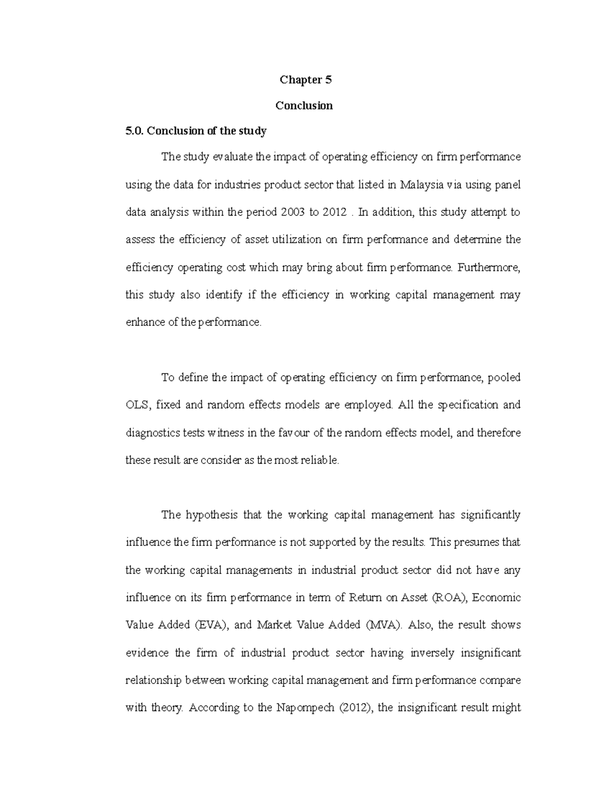 Chapter-5 - Chapter 5 Conclusion 5. Conclusion of the study The study ...