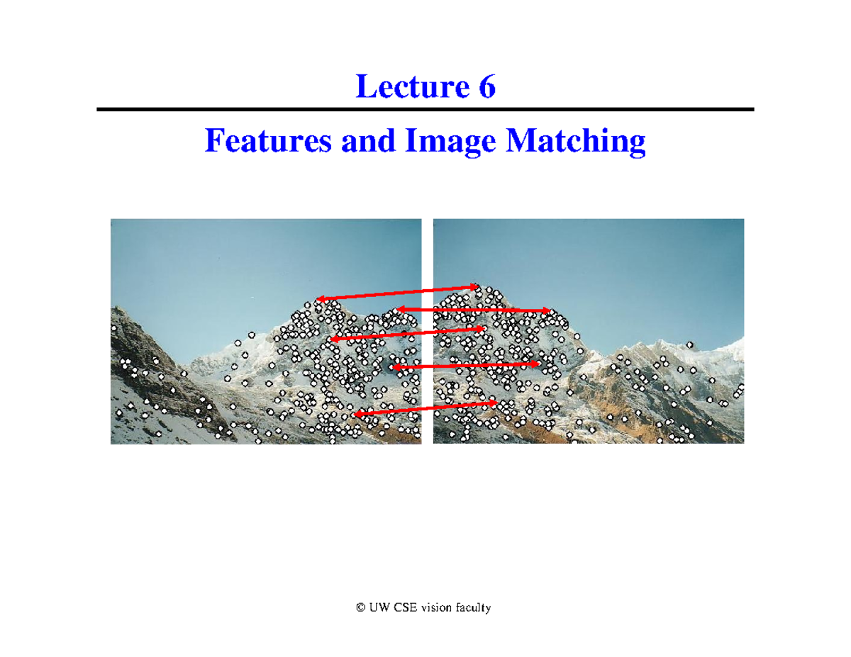 Lect6 - Lecture 6 Features and Image Matching © UW CSE vision faculty Suppose you want to create ...