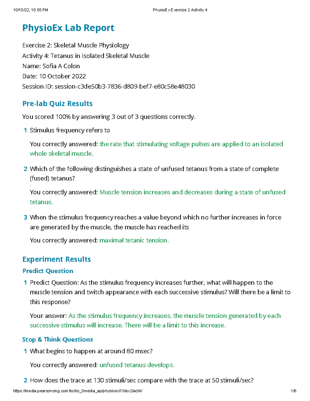Physio Ex Exercise 2 Activity 4 - PhysioEx Lab Report Exercise 2 ...