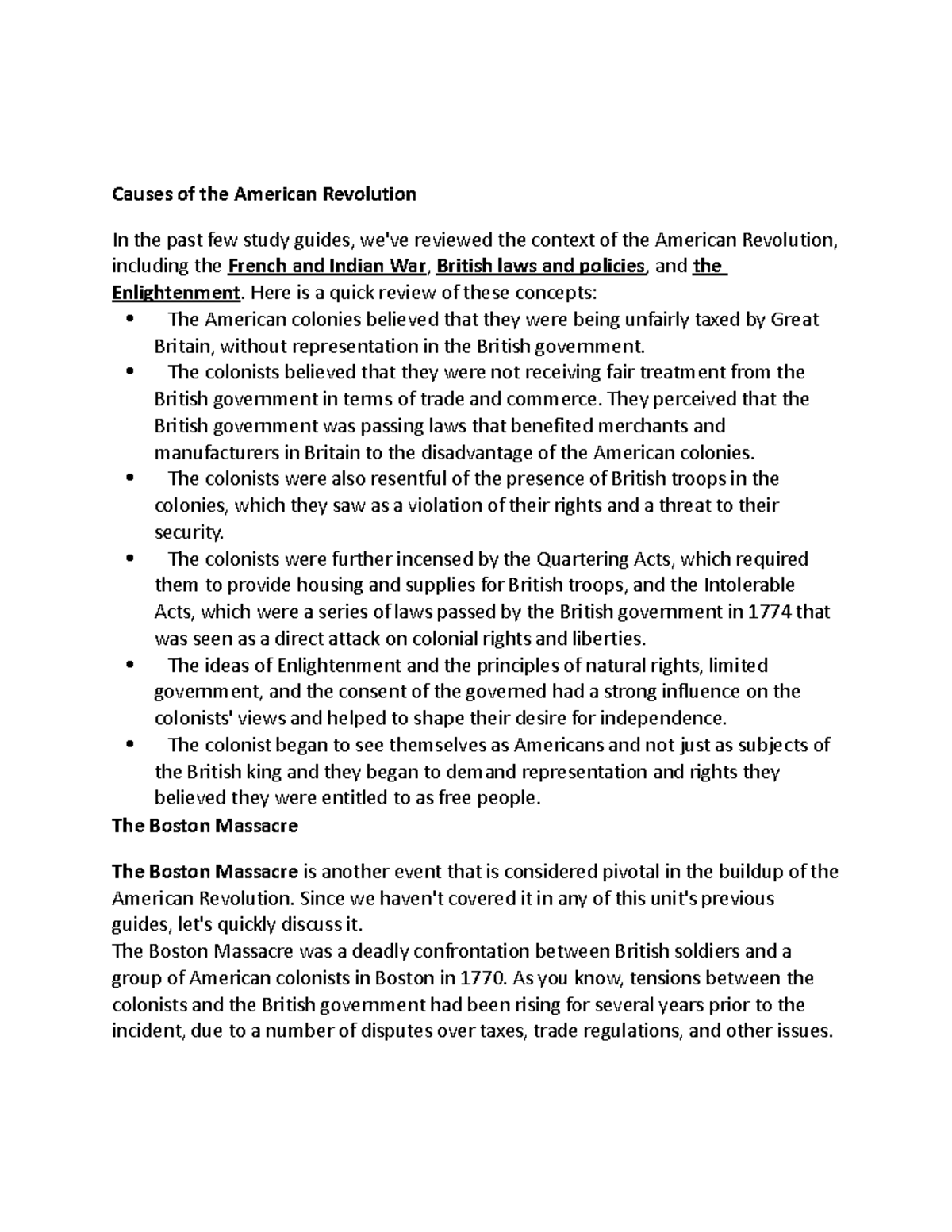 3.5 The American Revolution - Causes of the American Revolution In the ...