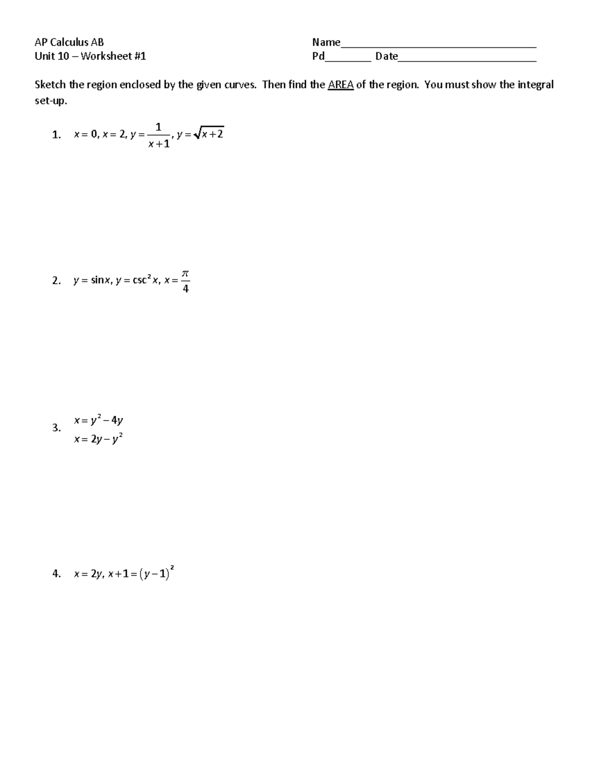 Worksheet #1 - yo man - AP Calculus AB Name ...