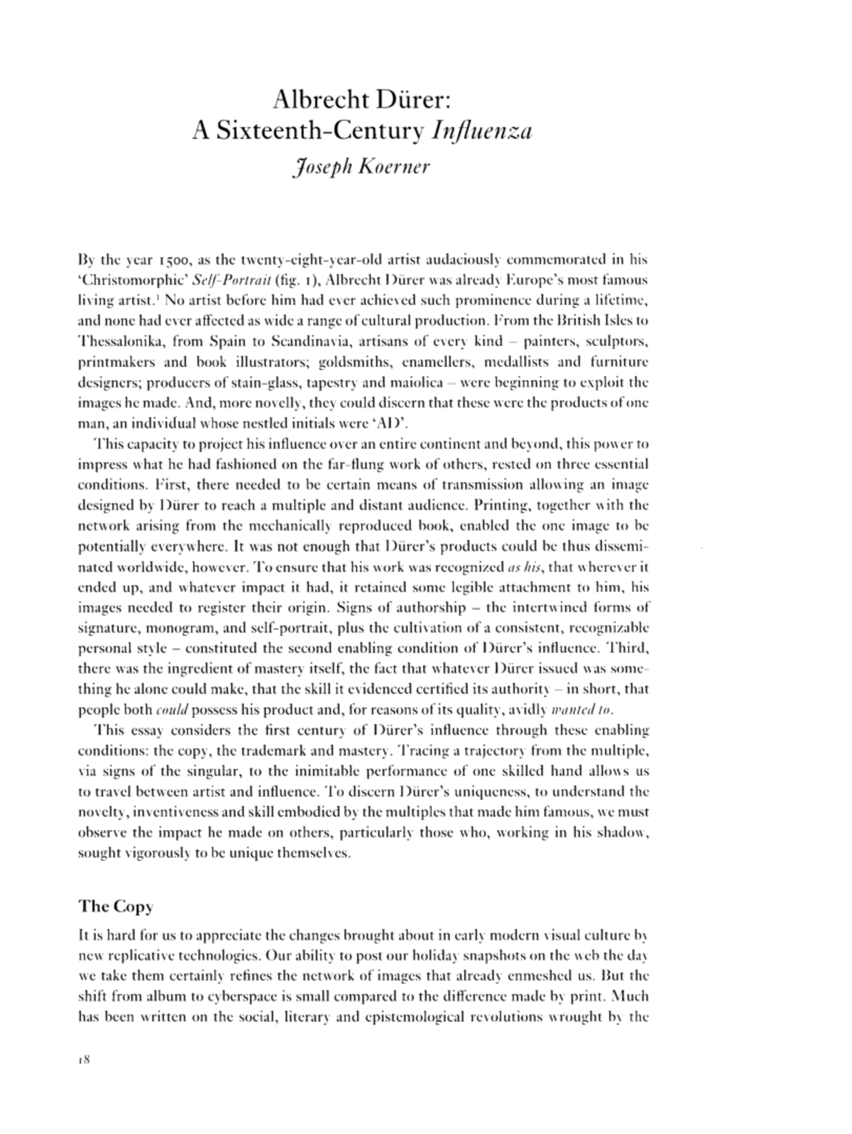 Reading for art history - Albrecht Dürer: A Sixteenth-Century Influenza ...