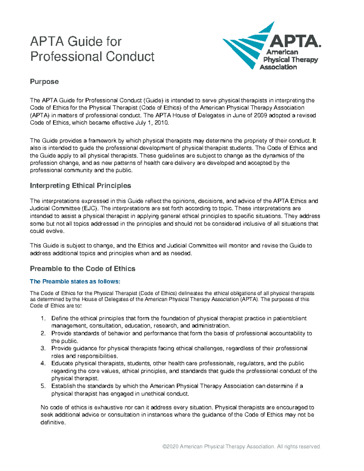 Apta-guide-for-conduct-pt - ©2020 American Physical Therapy Association ...