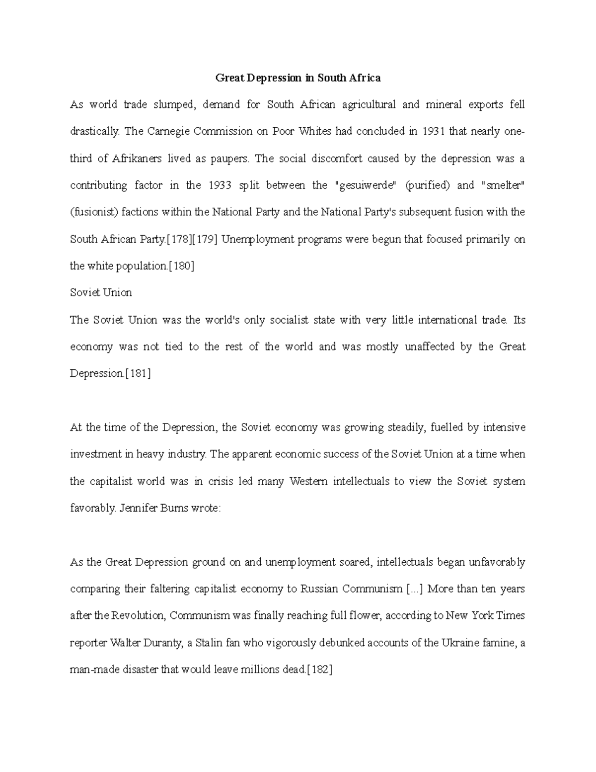 Great Depression in South Africa - The Carnegie Commission on Poor ...