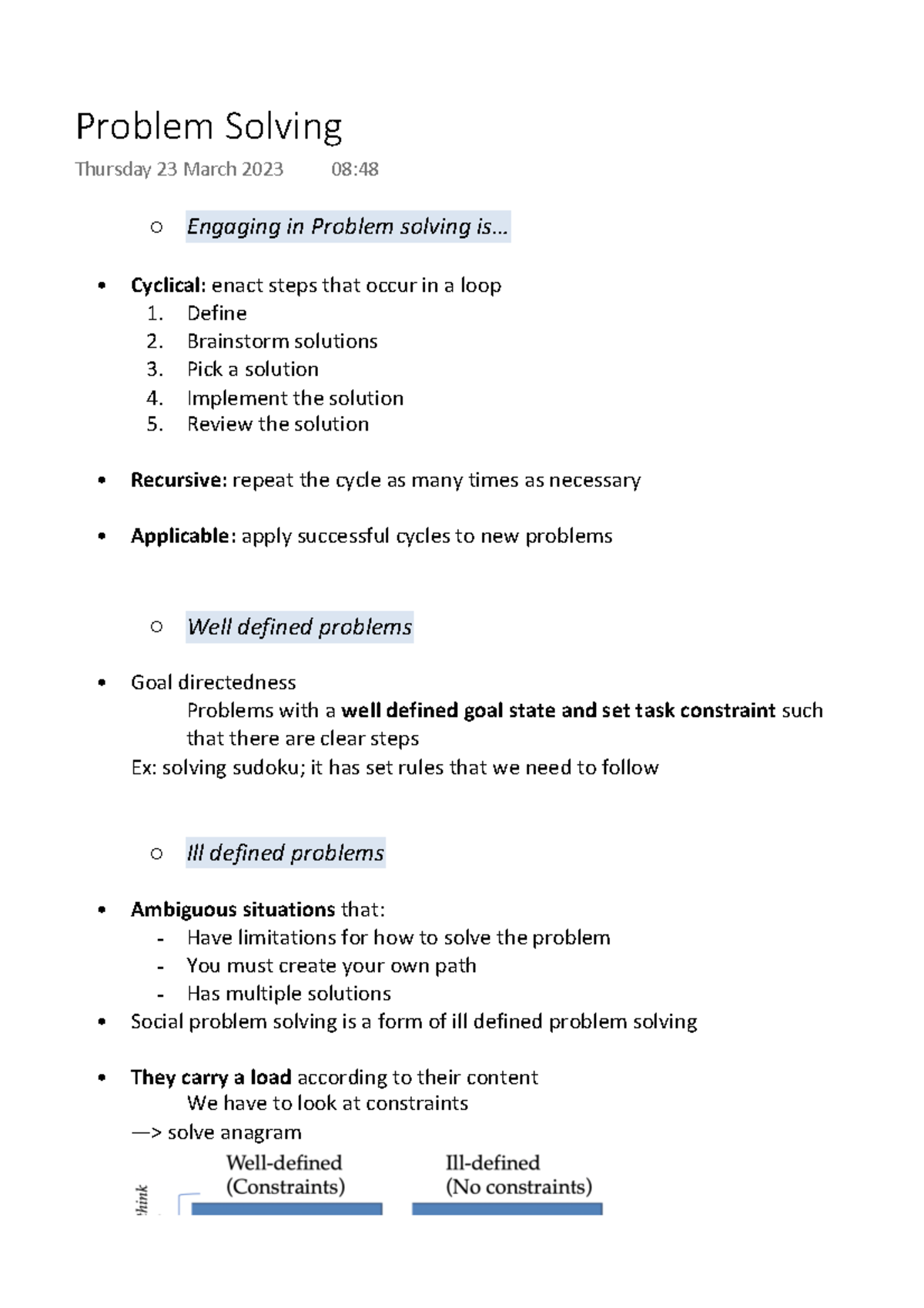 Problem Solving - .. Cyclical: enact steps that occur in a loop 1 ...