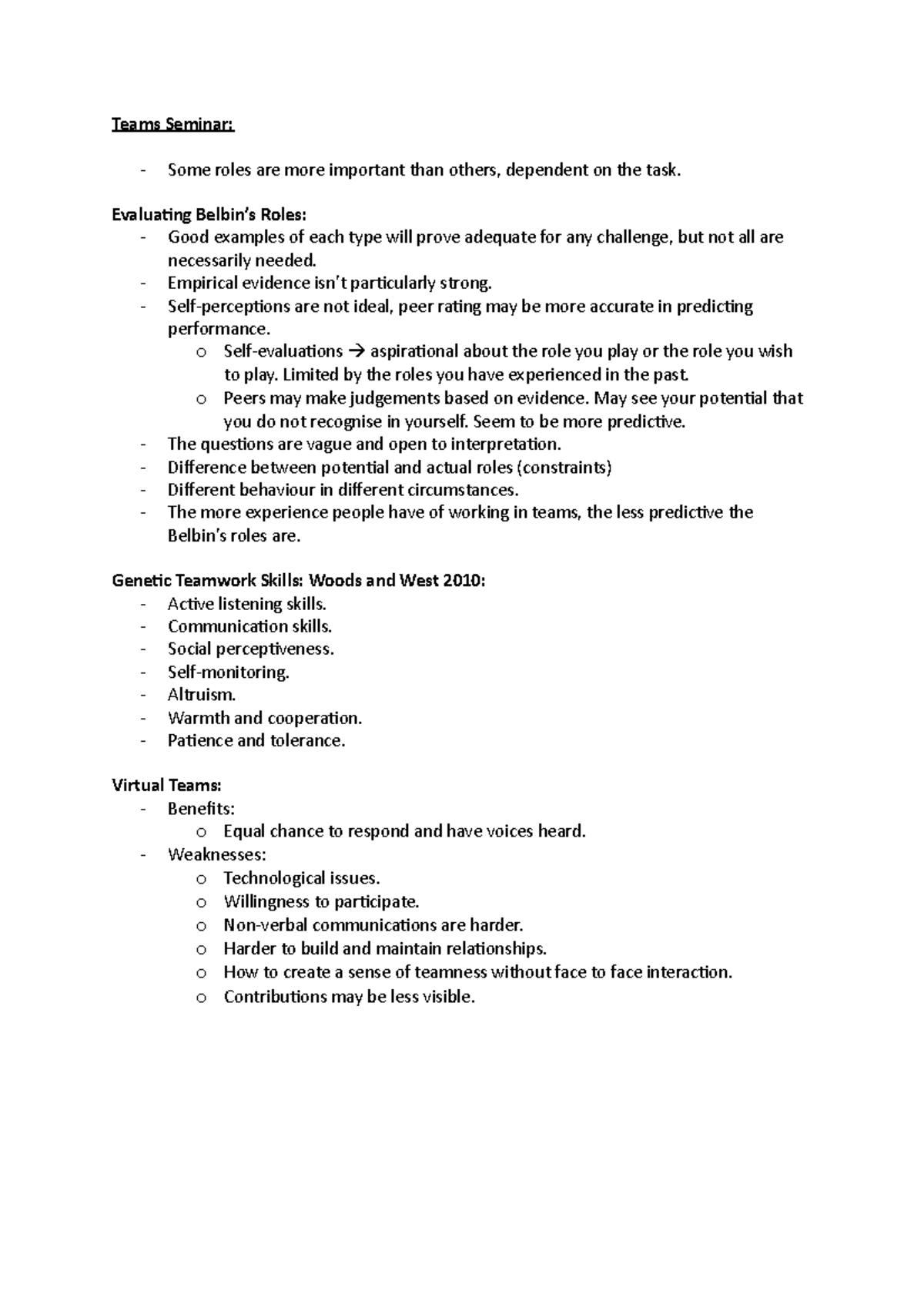 Teams Seminar - Teams Seminar: Some roles are more important than ...