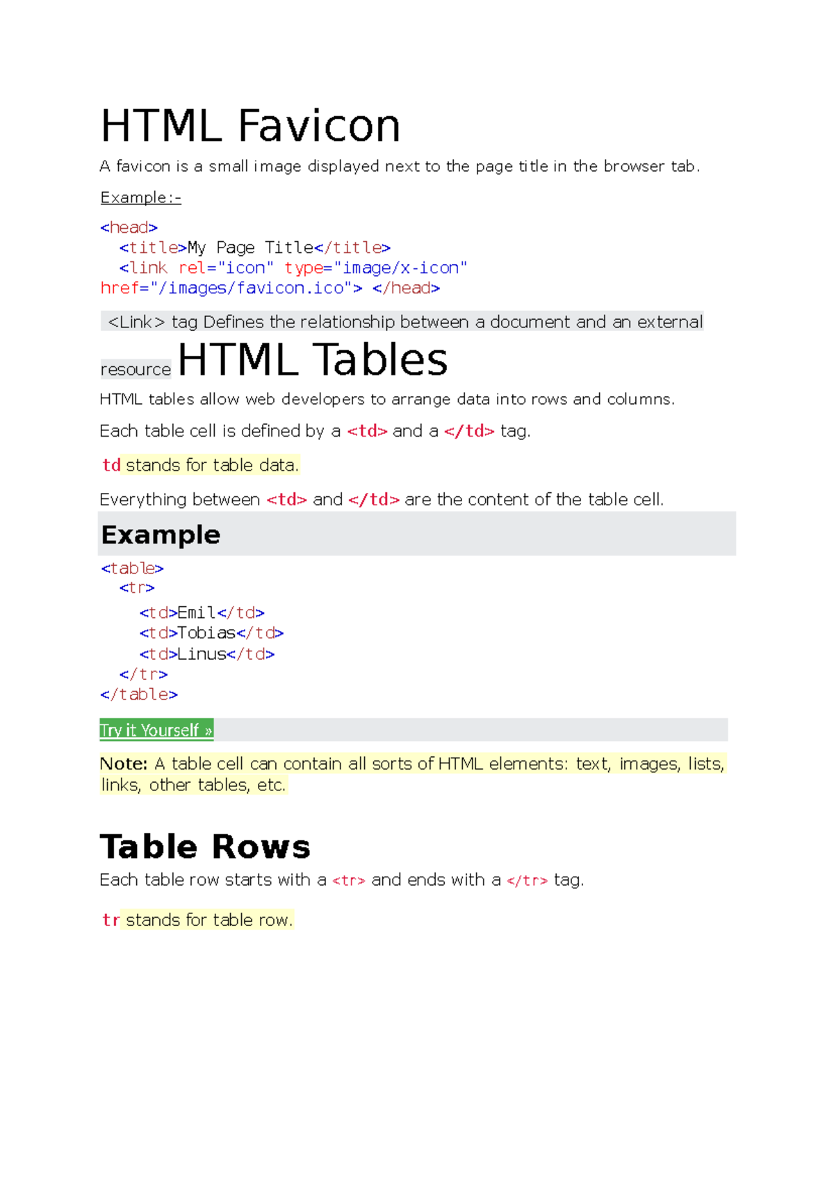 HTML notes by me - HTML Favicon A favicon is a small image displayed ...