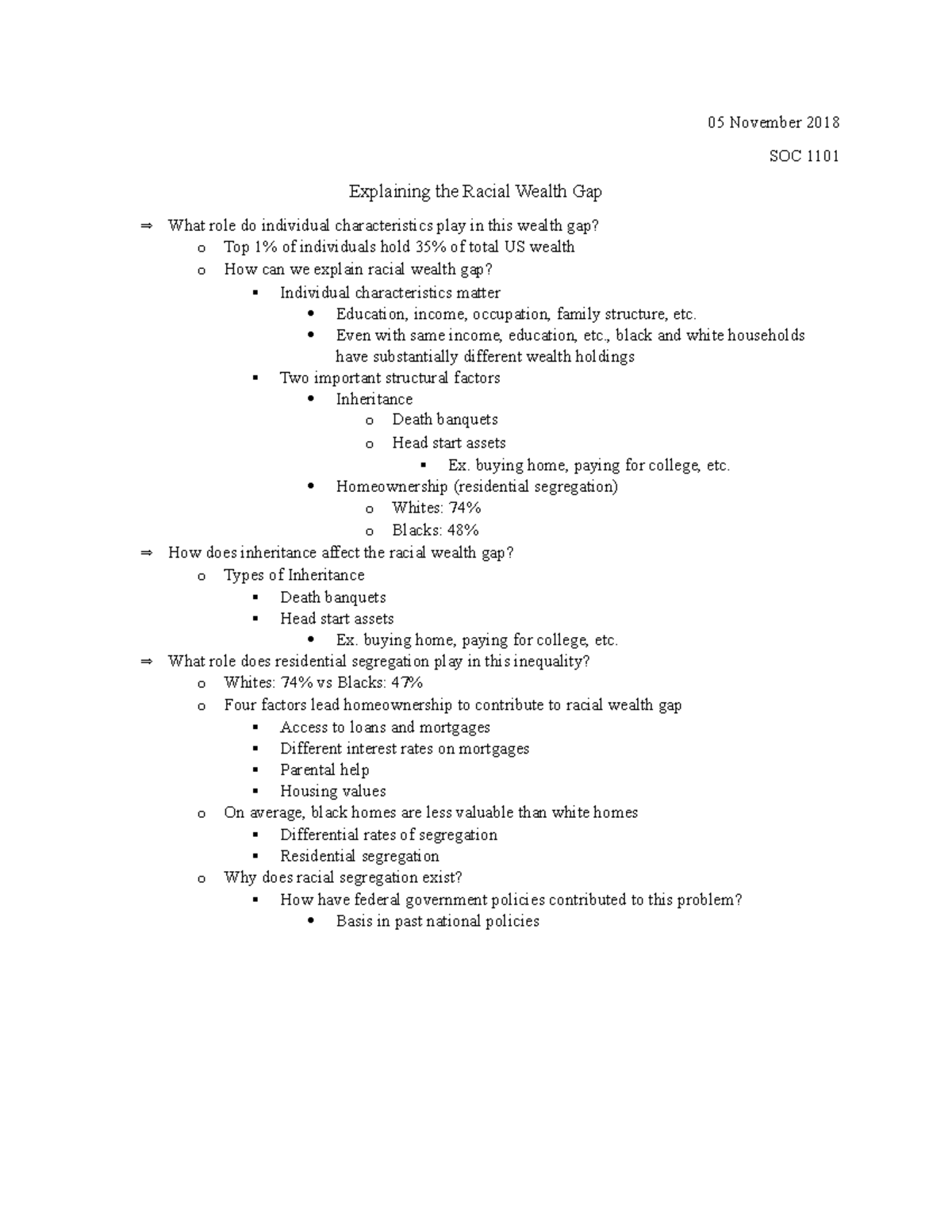 05 November - Explaining the Racial Wealth Gap - 05 November 2018 SOC ...