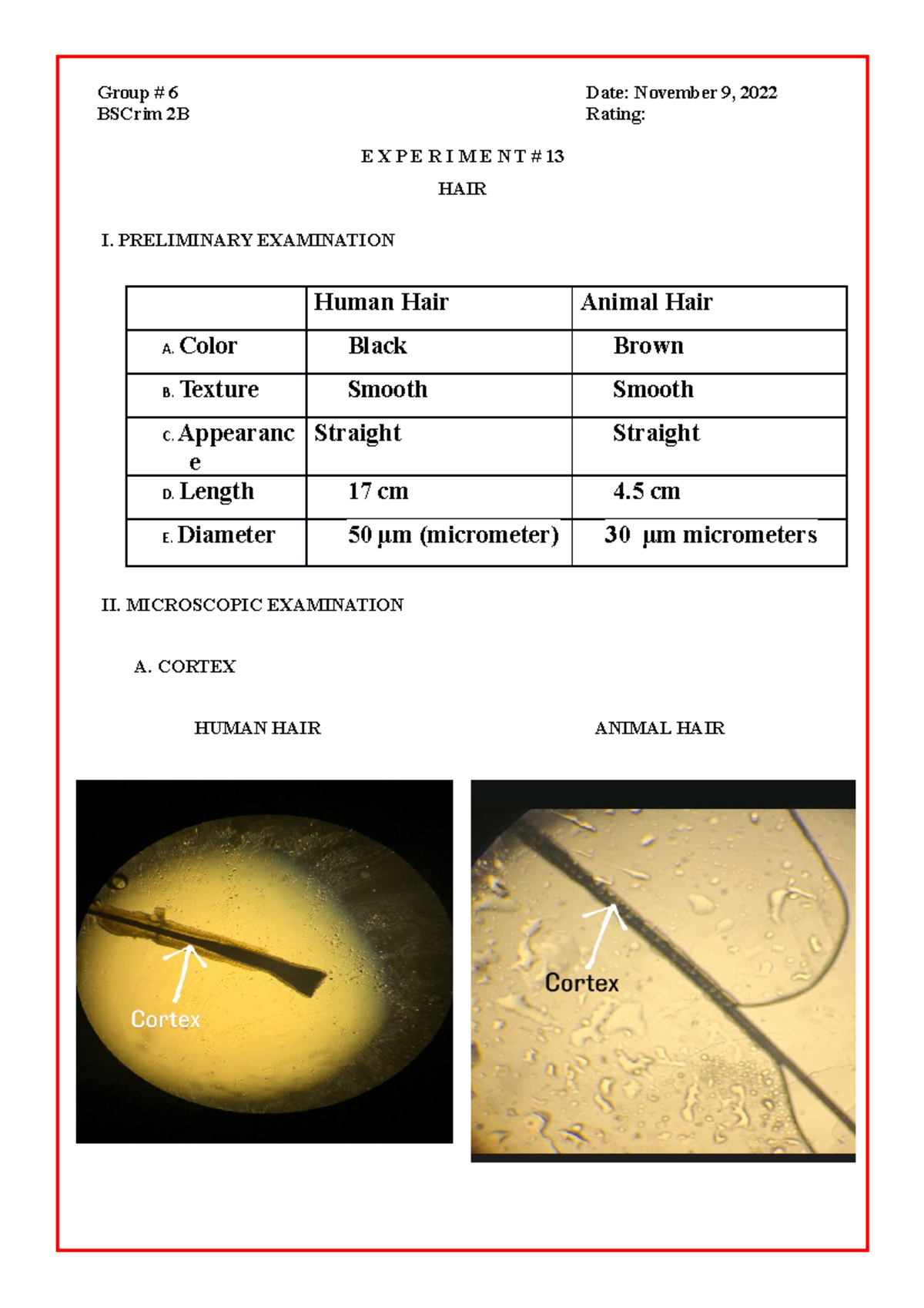 Experiment-13 - For forensic chemistry laboratory - Group # 6 Date ...