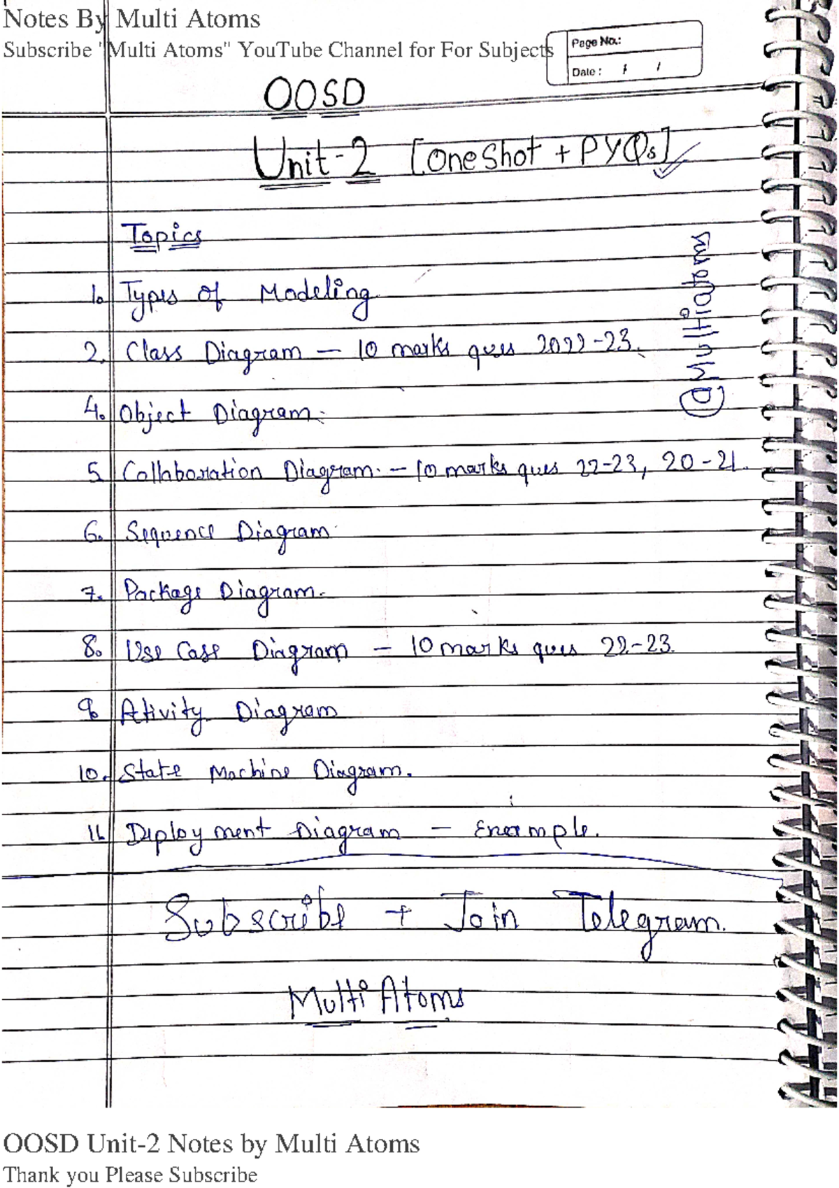 OOSD Unit 2 One Shot - OOSD - Subscribe "Multi Atoms" YouTube Channel for For Subjects - Studocu