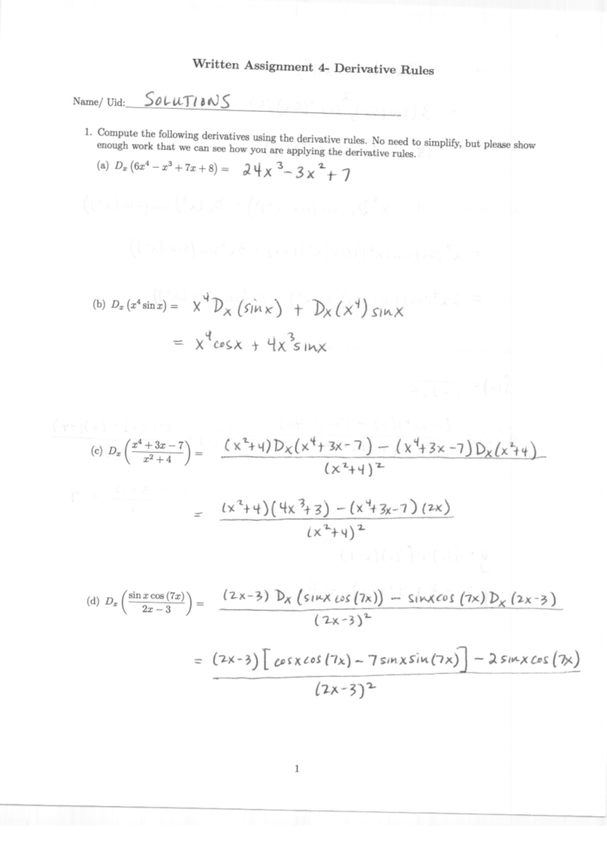 1210 written 4 solutions - MATH 1210 - Studocu