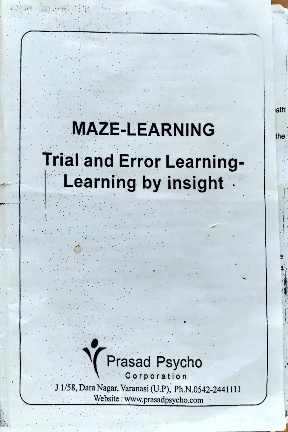 Maze learning - ath MAZE-LEARNING the Trial and Error Learning ...