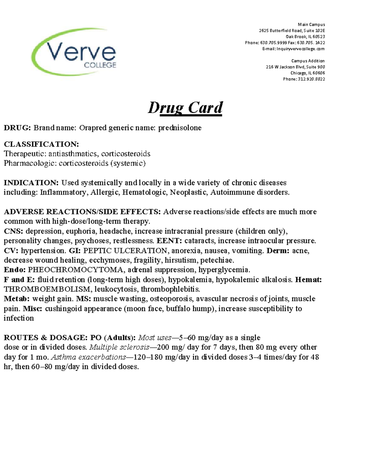 Prednisolone - drug card - Main Campus 2625 Butterfield Road, Suite ...