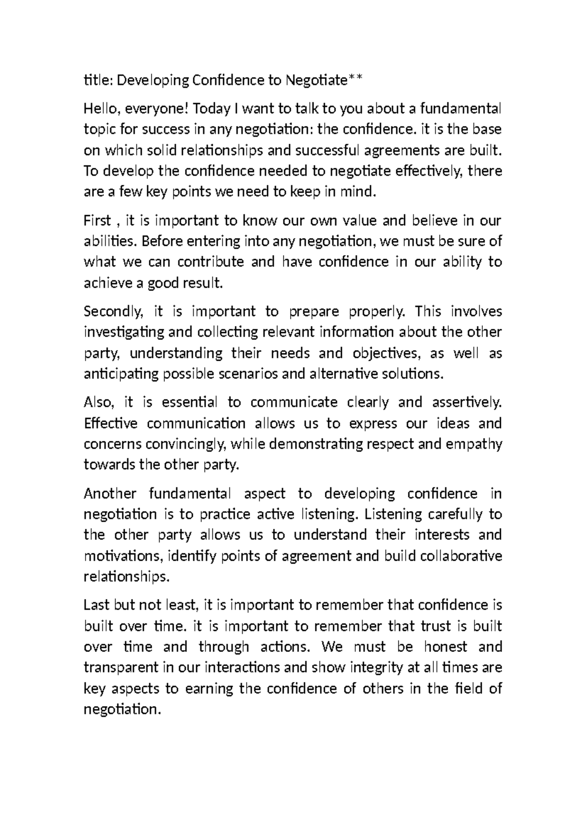 Expo int 13 - .... - title: Developing Confidence to Negotiate** Hello ...