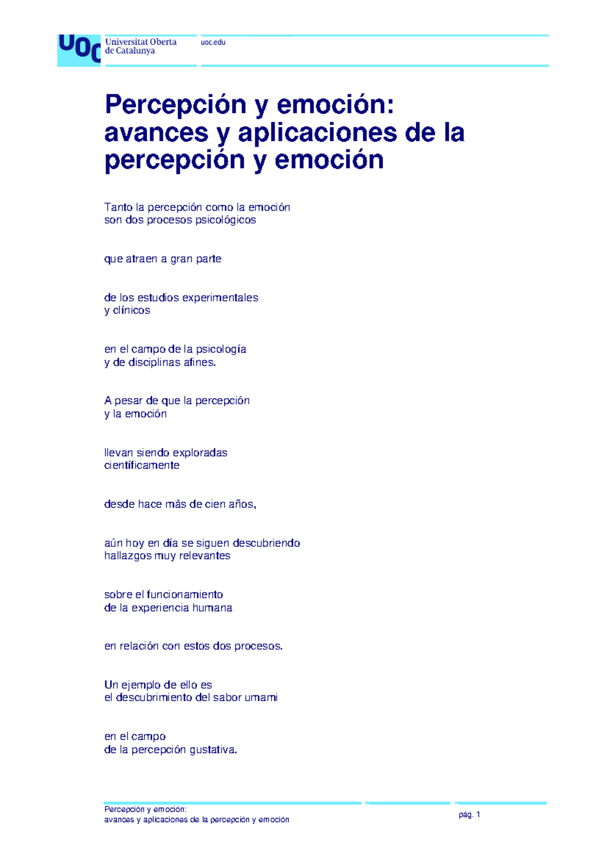 Percepción y emoción avances y aplicaciones - Percepción y emoción ...