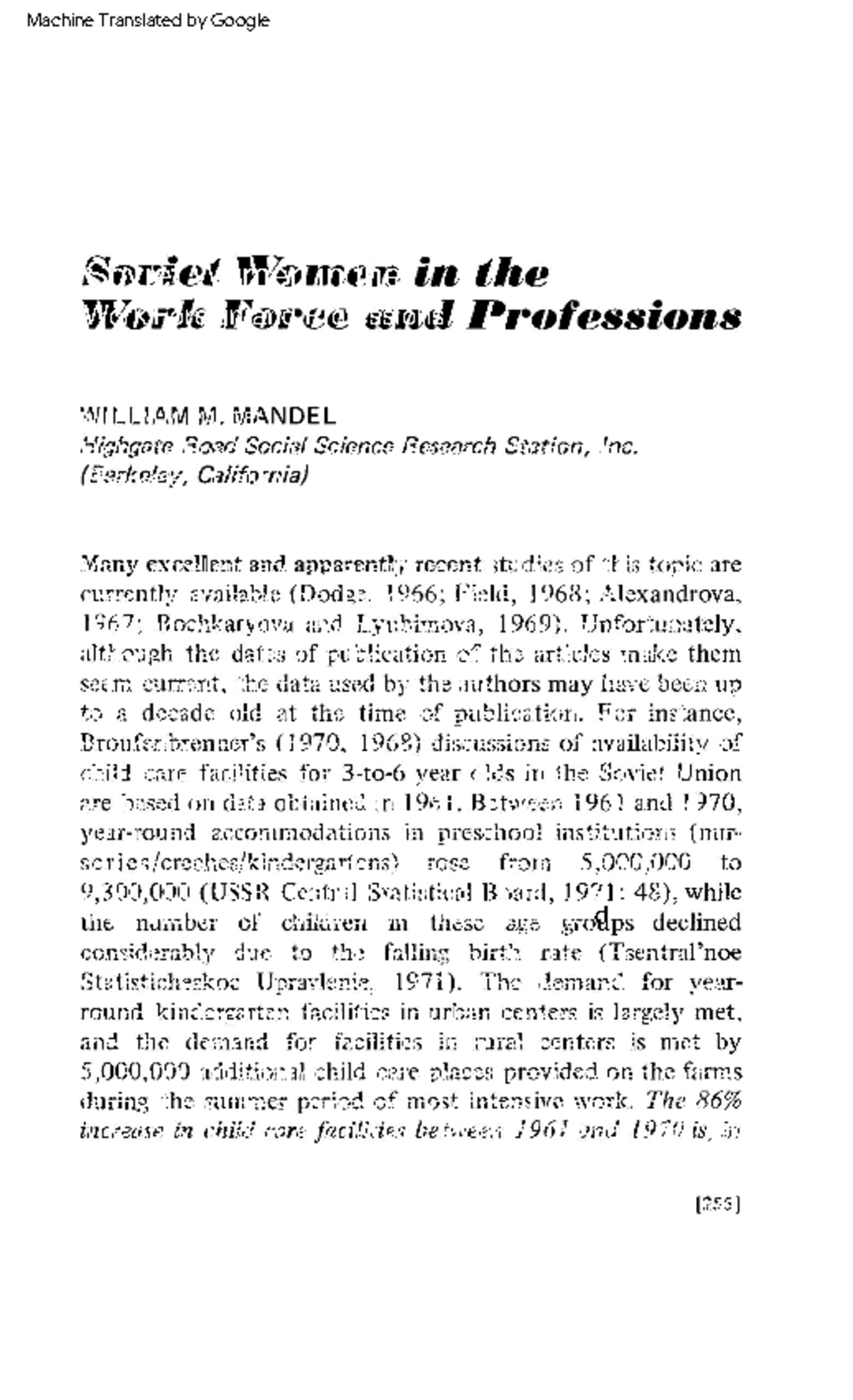 Workforce women - simulacro - year are WILLIAM M. MANDEL Soviet Women ...